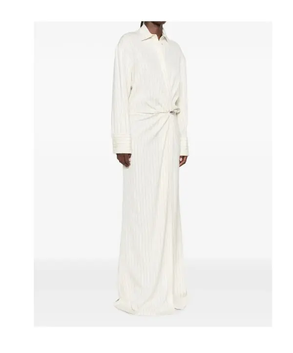 DONDUP Pinstripe-print Draped Maxi Gown