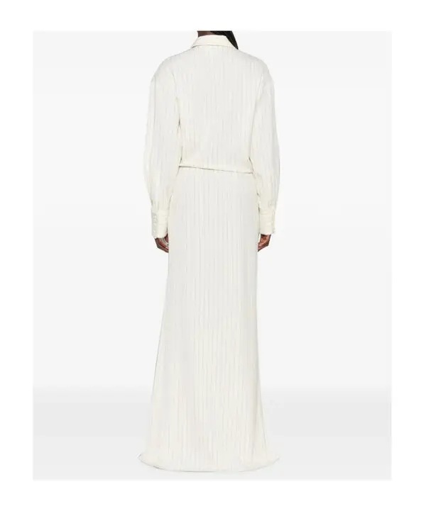 DONDUP Pinstripe-print Draped Maxi Gown