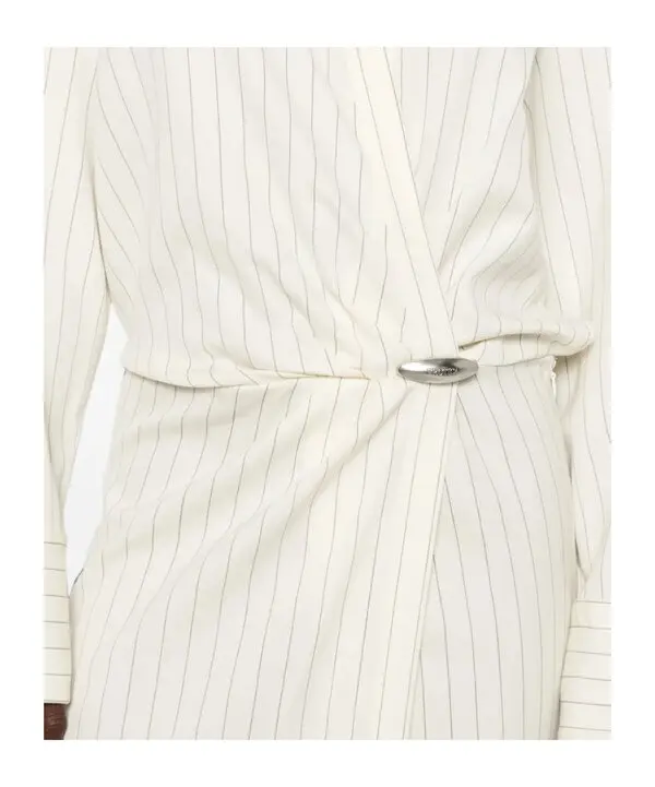 DONDUP Pinstripe-print Draped Maxi Gown