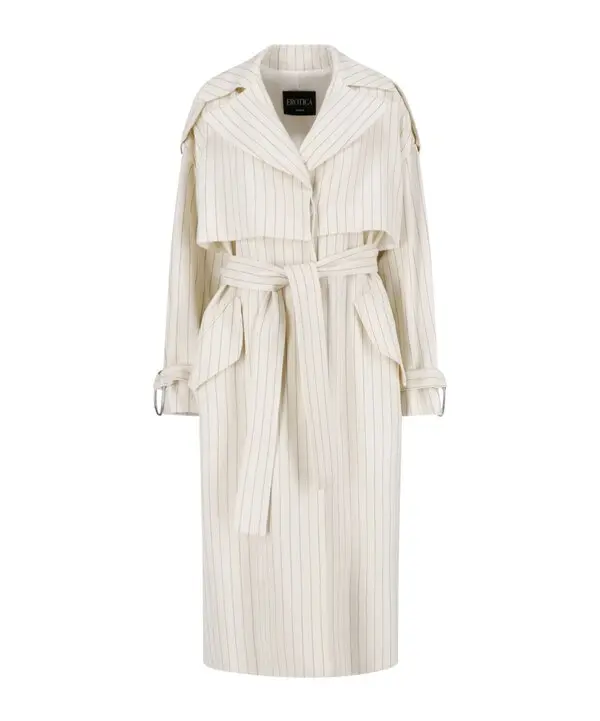 DONDUP Pinstriped Trench Coat