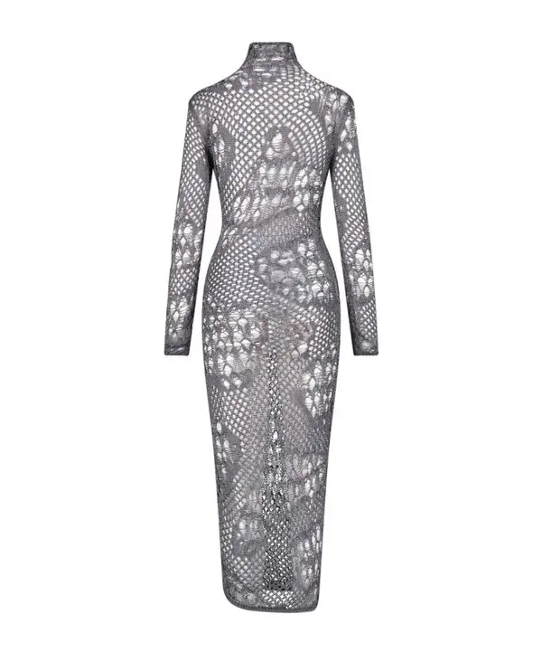 DONDUP Erotica High Neck Crochet Distressed Dress