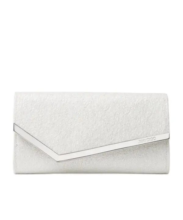 JIMMY CHOO Emmie Glitter Clutch Bag - Ivory/silver