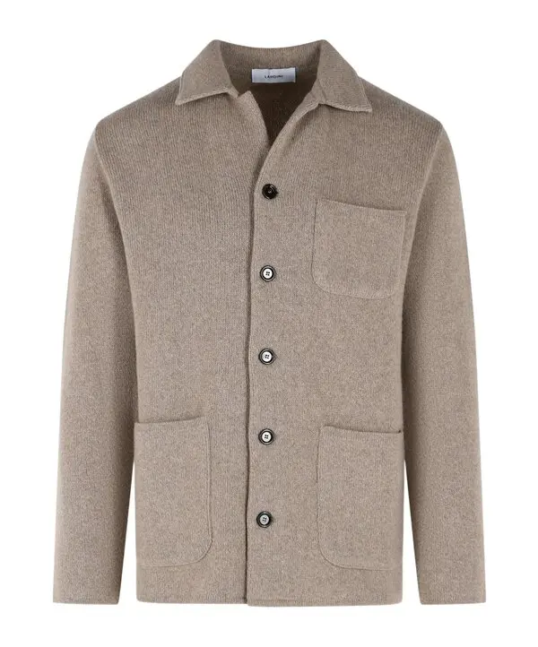 LARDINI Patch Pocket Cashmere Knit Jacket