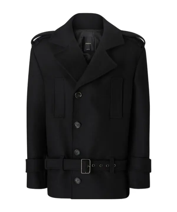 Pinko Belted Epaulette Coat