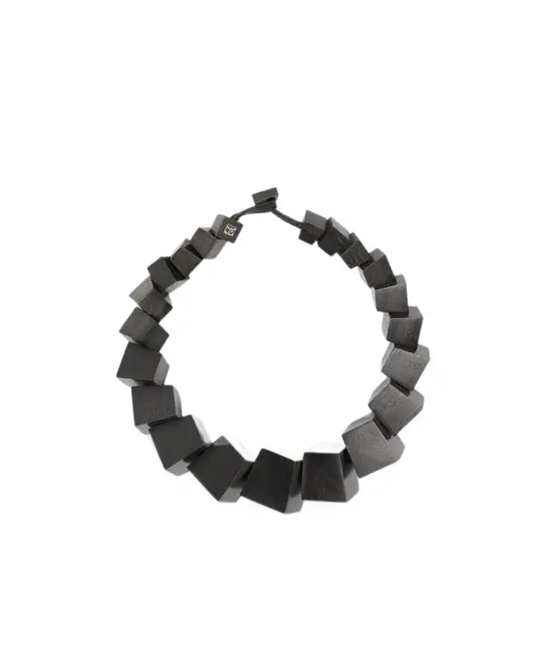 MONIES Aether Geometric Wood Necklace - Black