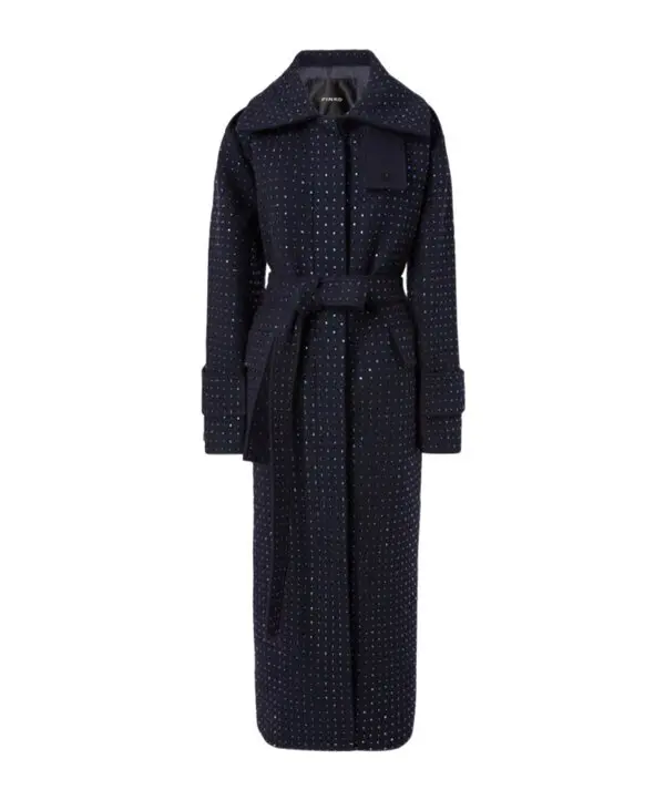 Pinko Rhinestone-embellished Belted Coat