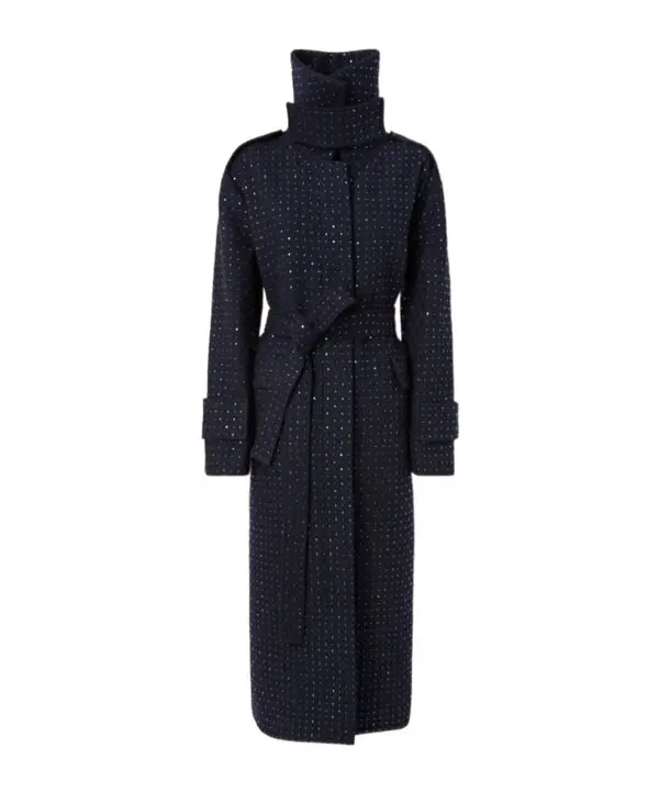 Pinko Rhinestone-embellished Belted Coat