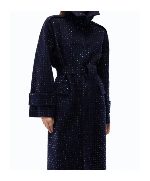 Pinko Rhinestone-embellished Belted Coat