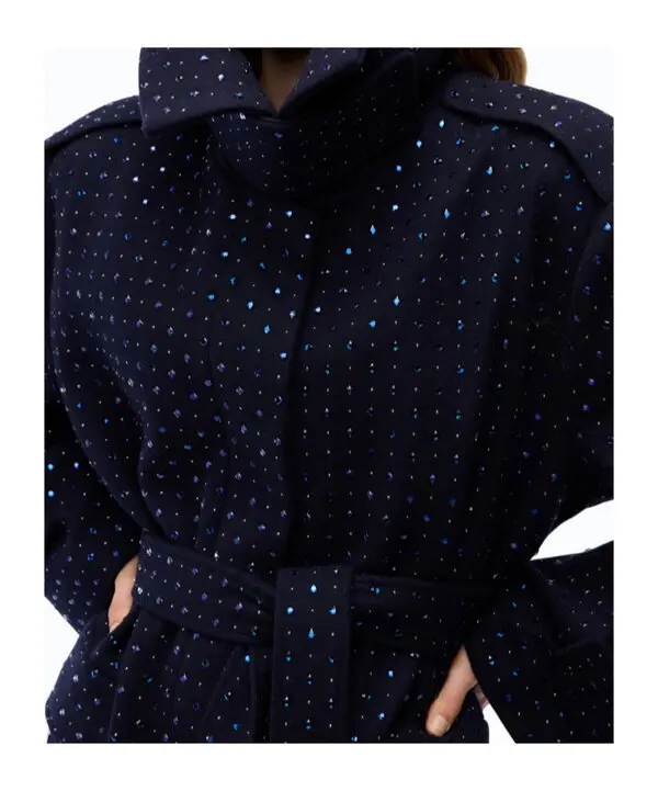 Pinko Rhinestone-embellished Belted Coat