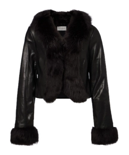 Nour Hammour Shearling-trimmed Leather Jacket - Black