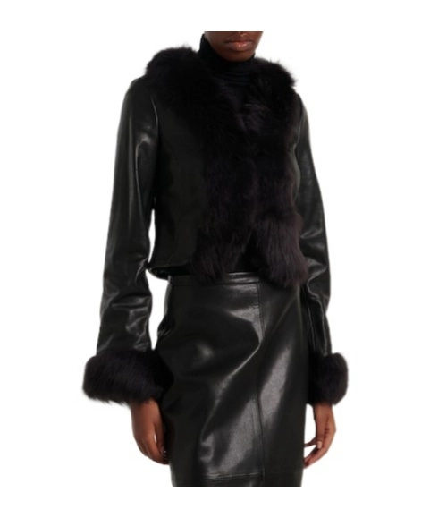 Nour Hammour Shearling-trimmed Leather Jacket
