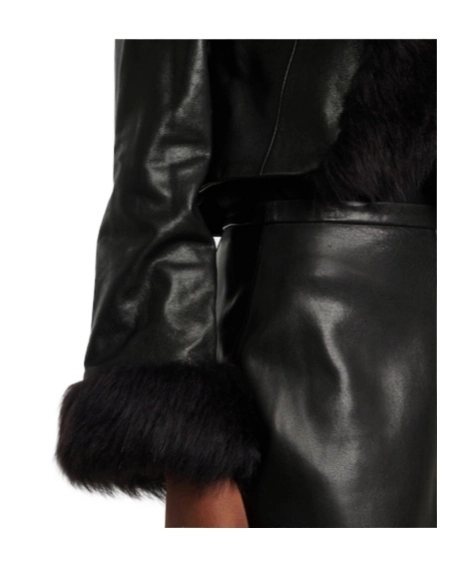 Nour Hammour Shearling-trimmed Leather Jacket