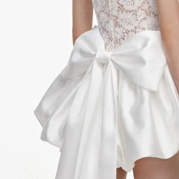 SELF-PORTRAIT Sequin Lace Bow Mini Dress