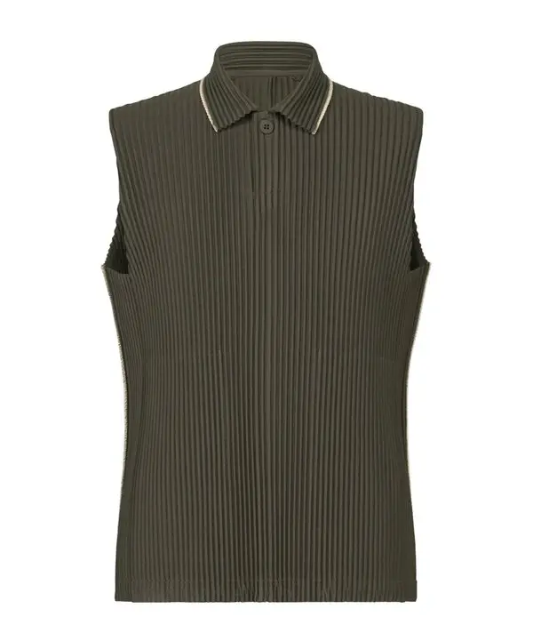 Issey Miyake Embroidery Stripes Vest - Gray-brown