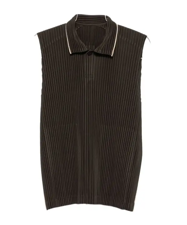 Issey Miyake Sleeveless Pleated Top - Gray-brown