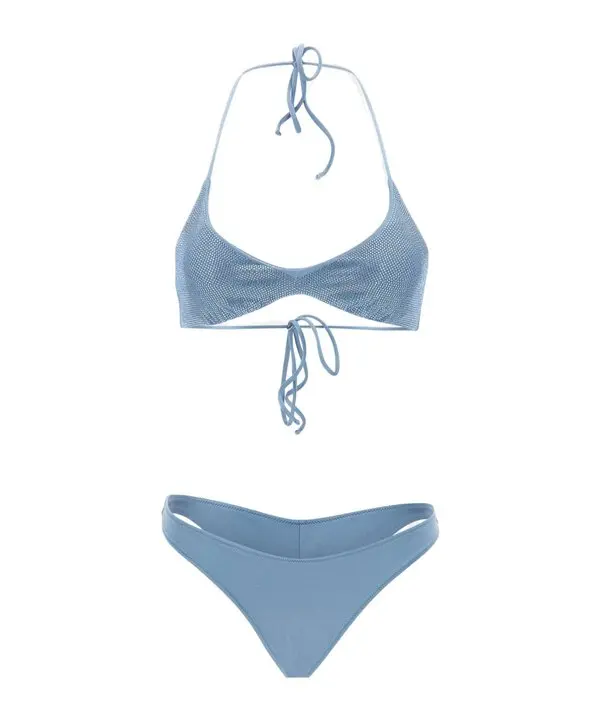 MC2 SAINT BARTH Hesni Rhinestone-embellished Bikini - Light Blue