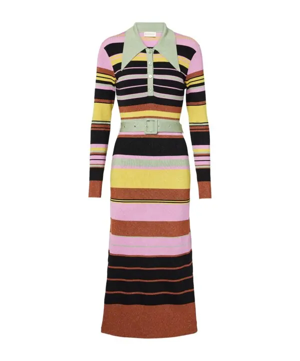 Rixo Striped Metallic Medium-length Dress - Multicolor