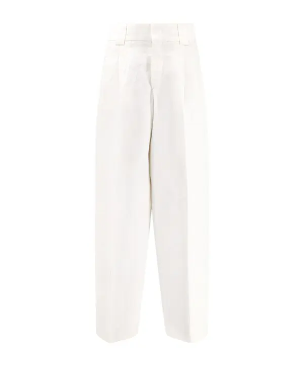 Closed Pleated Wide-leg Pants - White