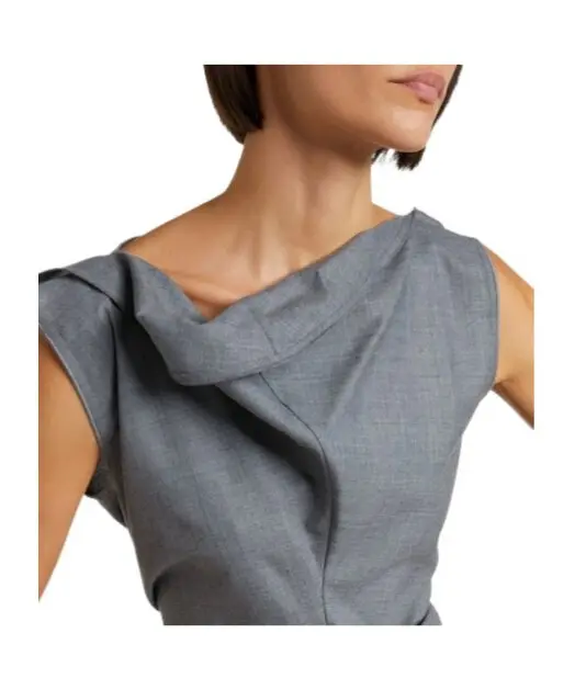 Victoria Beckham Draped Asymmetric Wool Midi Dress