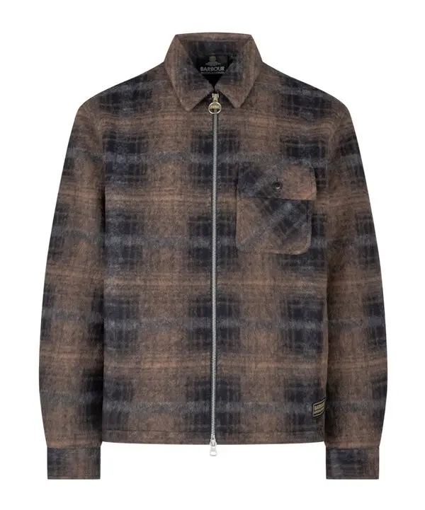 Barbour Plaid Zipup Shirt Jacket - Black