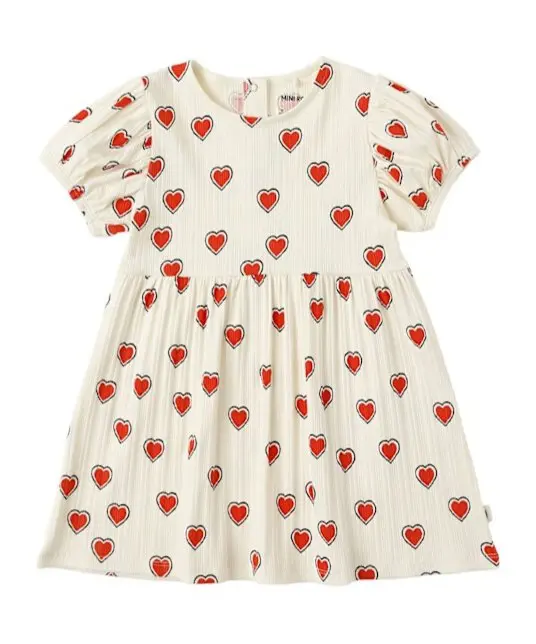 MINI RODINI Printed Heart Dress - White