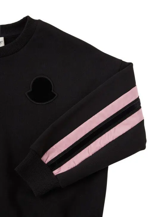 Moncler Sweatshirt And Sweatpants Set With Stripe Detailing - Black