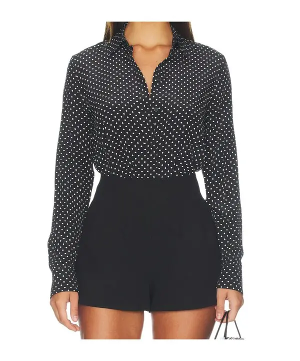 NILI LOTAN Printed Long-sleeve Shirt - Black