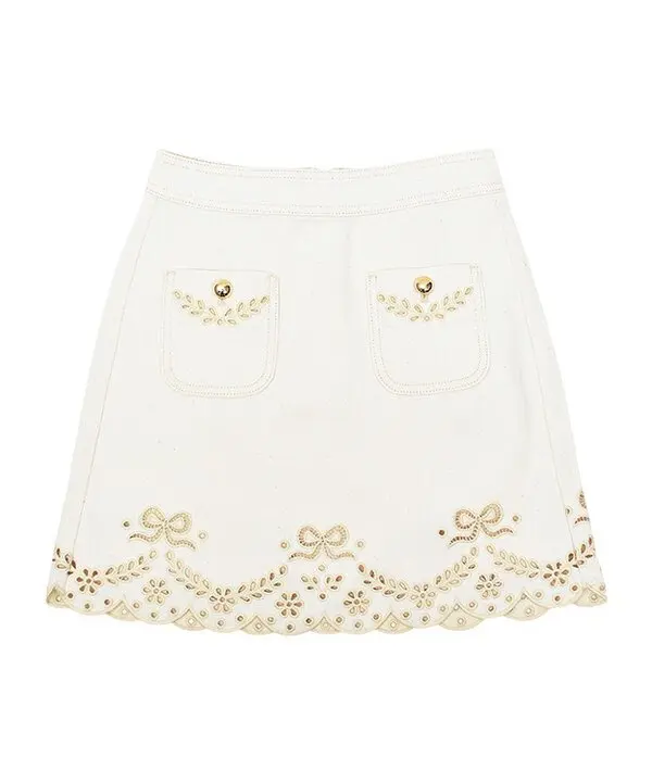 SELF-PORTRAIT Broderie Mini Skirt - Cream