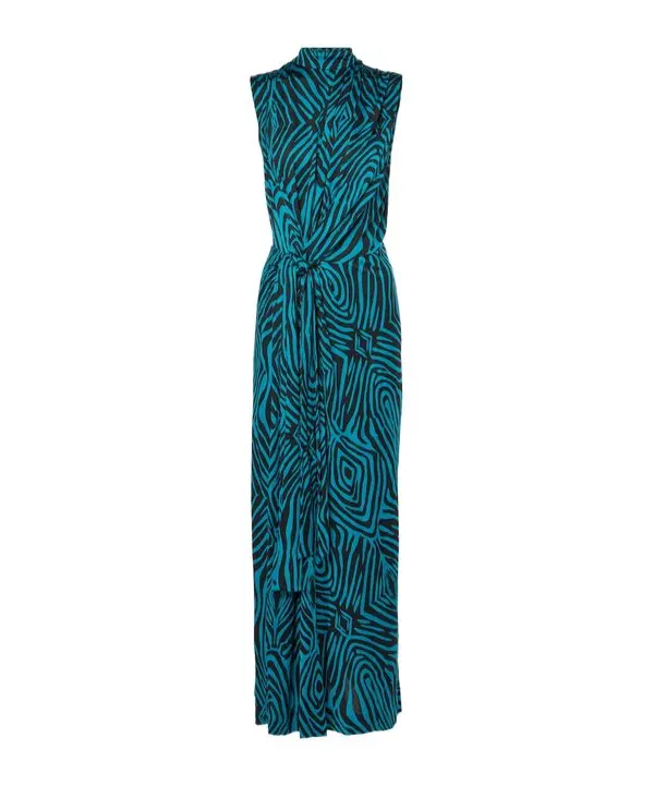 Diane Von Furstenberg Geri Zebra-print Jersey Maxi Dress - Green