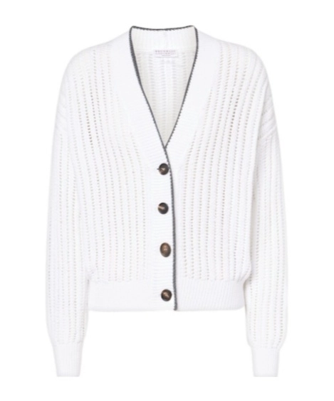 Brunello Cucinelli Ribbed-knit Cotton Cardigan - White