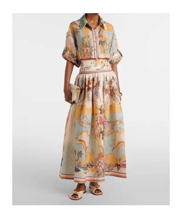 Zimmermann Printed Midi Skirt