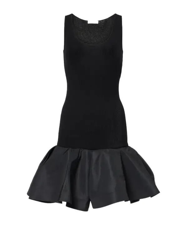 Nina Ricci Peplum Cotton-blend Midi Dress - Black