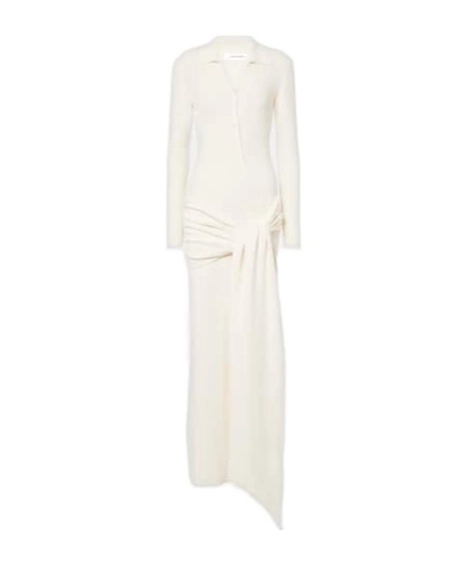 AYA MUSE V-neck Long Sleeve Maxi Dress With Front Knot Detail