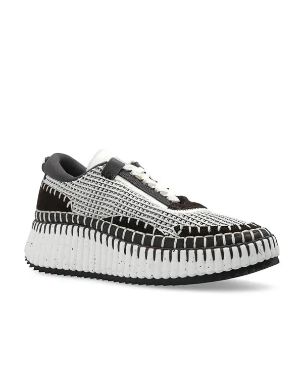 Chloé Knit Lace-up Sneakers - White