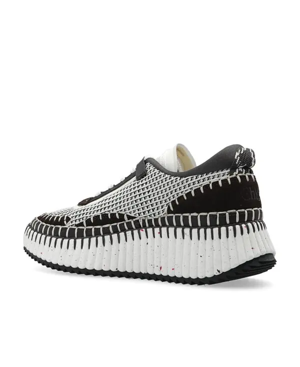 Chloé Knit Lace-up Sneakers - White