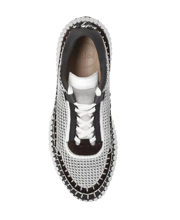 Chloé Knit Lace-up Sneakers - White