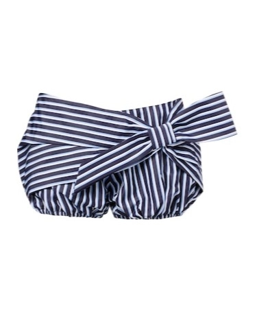 Rabanne Bow-detail Striped Cotton Shorts - Blue