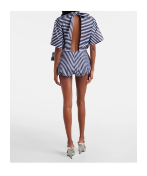 Rabanne Bow-detail Striped Cotton Shorts