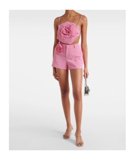 Blumarine Floral-appliqué Gabardine Shorts