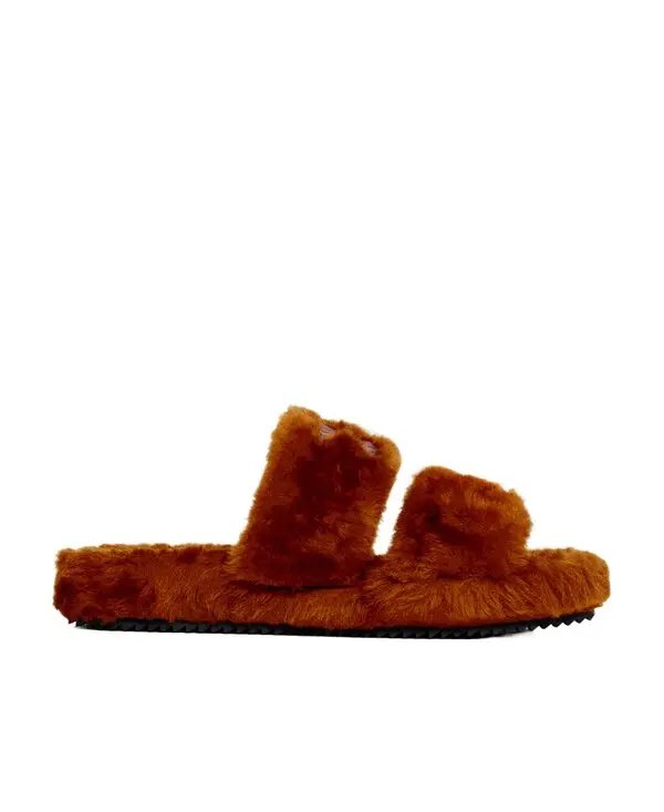 Celine Fur Slides Triomphe In Shearling