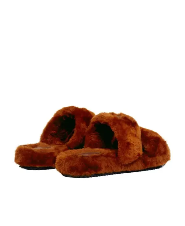 Celine Fur Slides Triomphe In Shearling