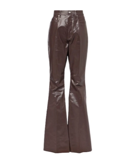 Rick Owens High-rise Coated Canvas Straight Pants - Brown
