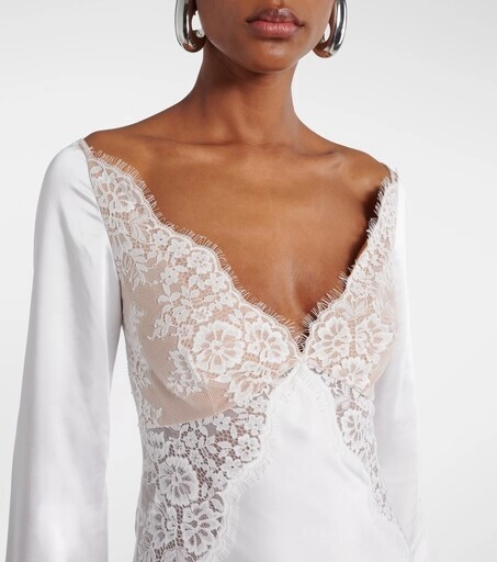 SELF-PORTRAIT Christopher Kane Lace-trimmed Satin Gown