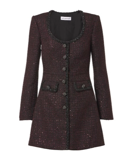 SELF-PORTRAIT Tweed Blazer Dress - Black