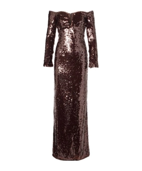 SELF-PORTRAIT Off-shoulder Sequined Gown - Black