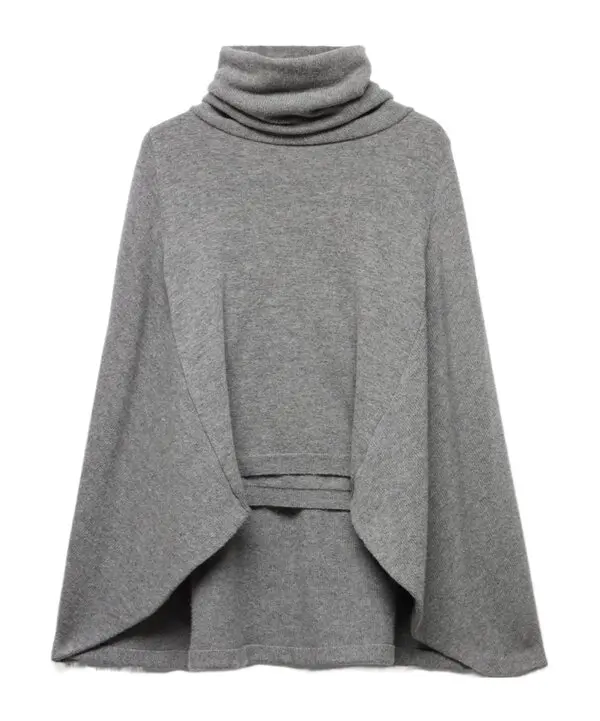 7 For All Mankind Wool Turtleneck Cape Sweater - Grey