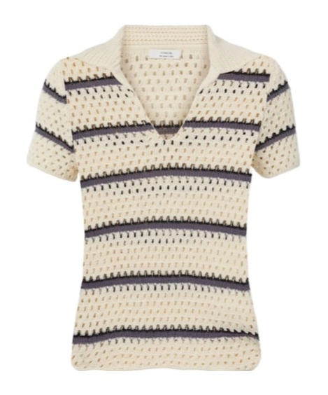 Vince Striped Hollow Polo Shirt