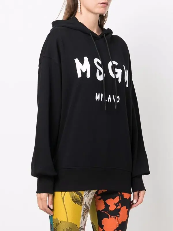 MSGM Logo Printed Drawstring Hoodie