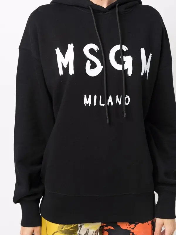 MSGM Logo Printed Drawstring Hoodie