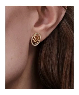 Dior Logo Oval Stud Earrings - Yellow